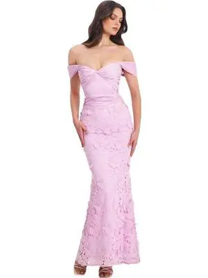 MISS CIRCLE Floral Lace Mermaid Gown - Pink