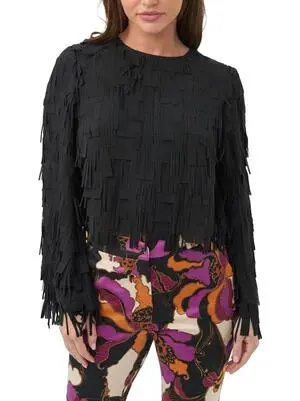 Trina Turk Chinaberry Fringe Top - Black