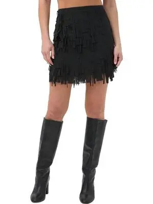 Trina Turk Rico Fringe Mini Skirt - Black