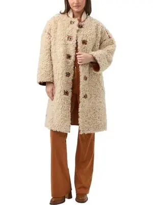 Trina Turk Spartan Reversible Faux Shearling And Faux Suede Coat - Amber/poplar