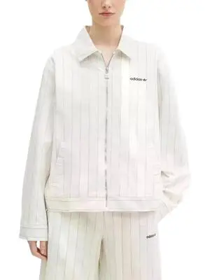 Adidas Pinstripe Zip-up Jacket - White