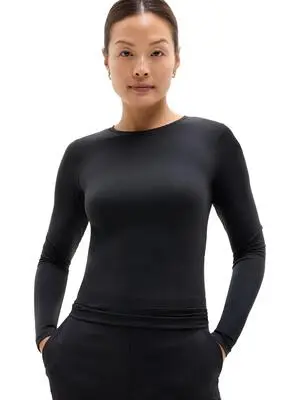 Athleta Crew Neck Long Sleeve Top - Black