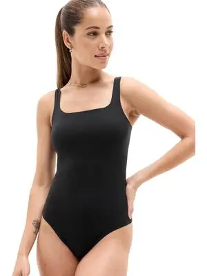 Athleta Bodymove Square Neck Bodysuit - Black