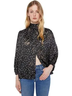 Natalie Martin Iris Polka Dot Silk Top - White