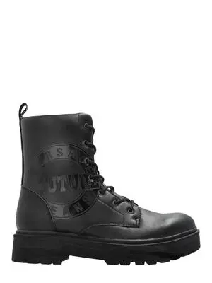 Versace Logo Syrius Biker Boots - Black
