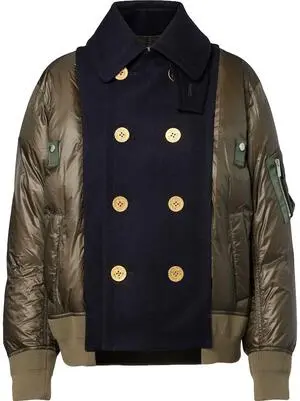Sacai Double-breasted Down Jacket Navy X Khaki - Green