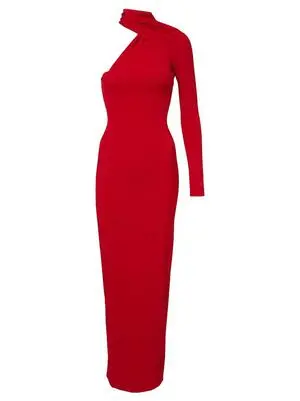 COURREGES Courrèges One-shoulder Crêpe Maxi Dress - Red