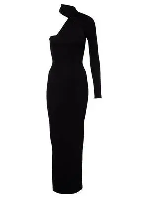 COURREGES One-shoulder Crêpe Maxi Dress - Black