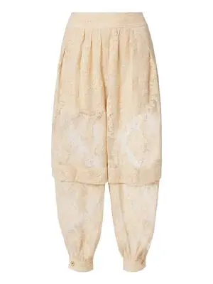 Zimmermann Hypnotic Layered Lace Barrel-leg Pants - Beige