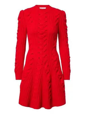 Alexander McQueen Cable-knit Wool And Cashmere Minidress - Red