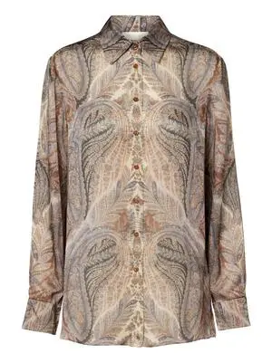 Zimmermann Hypnotic Paisley Silk Satin Shirt - Multicoloured