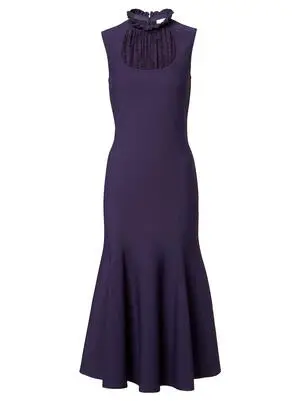 Alexander McQueen Lace-trimmed Ruffled Midi Dress - Purple