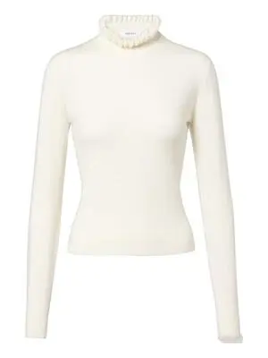 Alexander McQueen Scalloped Wool-blend Turtleneck Sweater - White