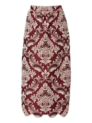 Farm Rio Floral Jacquard Midi Skirt - Red