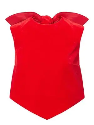 Patou Cotton Velvet Crop Top - Red