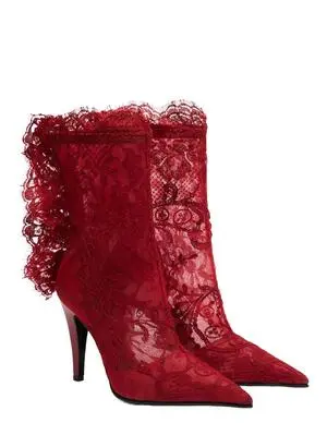 Alexander McQueen Heron 105 Lace Ankle Boots - Red