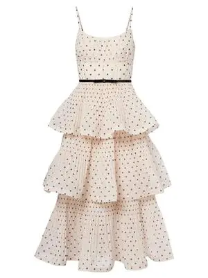 Zimmermann Polka-dot Tiered Midi Dress - White