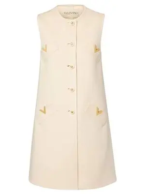 Valentino Garavani Vgold Wool And Cashmere Minidress - Beige