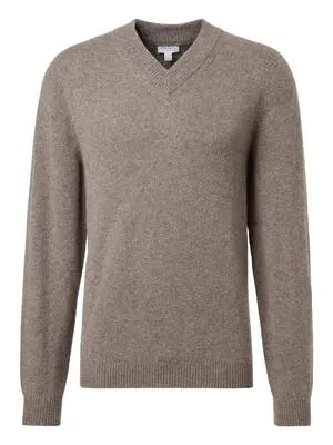 Sunspel V-neck Wool Sweater - Brown