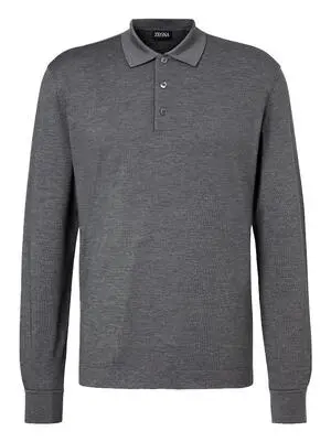 Zegna Cotton And Silk Polo Shirt Grey
