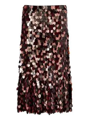 Dries Van Noten Sequined Midi Skirt - Burgundy