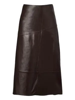 YVES SALOMON Leather Midi Skirt - Brown