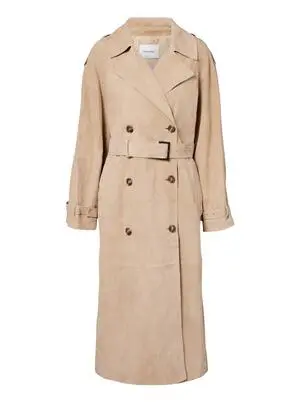 YVES SALOMON Suede Trench Coat - Beige
