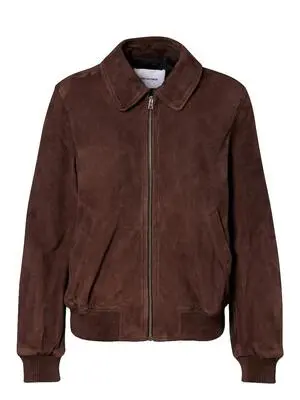 YVES SALOMON Suede Bomber Jacket - Brown
