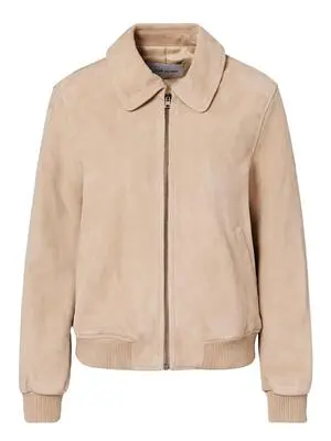 YVES SALOMON Suede Bomber Jacket - Beige