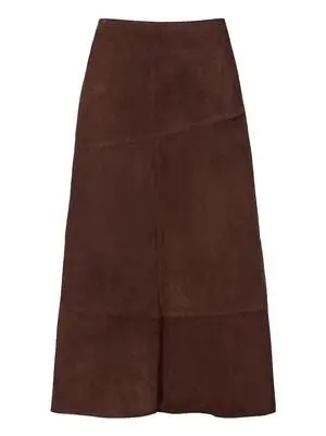 YVES SALOMON Suede Midi Skirt - Brown