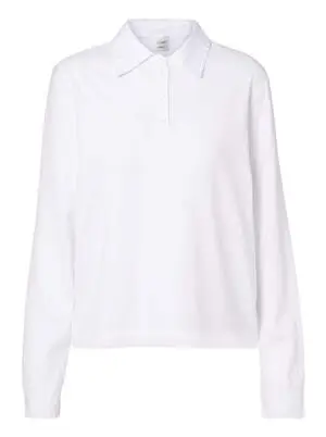 LESET Margo Cotton Jersey Polo Sweater - White