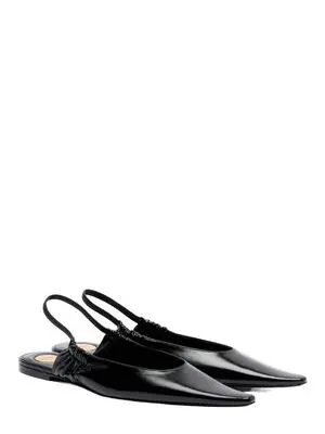 Saint Laurent Leather Slingback Flats - Black