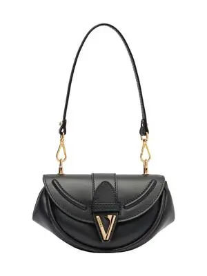 Versace Virtus Small Leather Shoulder Bag - Black