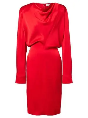 Stella McCartney Cowl Neck Satin Midi Dress - Red