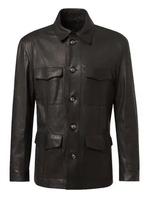 Giorgio Armani Leather Field Jacket - Black