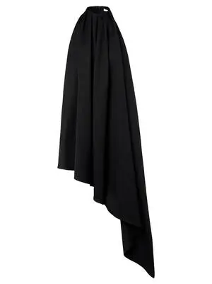 Givenchy Asymmetric Draped Wool Cocktail Dress - Black