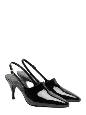 HERBERT LEVINE Cover-up Patent Leather Slingback Pumps - Black