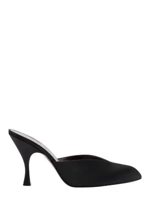 HERBERT LEVINE Sitting Pretty Satin Mules - Black