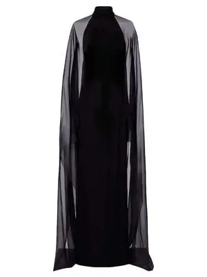 Ralph Lauren Tilly Caped Jersey Gown - Black