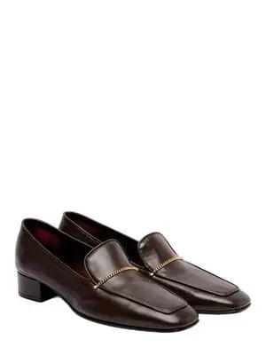 HERBERT LEVINE Fair And Square 30 Leather Loafer Pumps - Brown