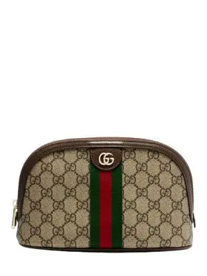 Gucci Ophidia Small Leather-trimmed Makeup Bag - Beige