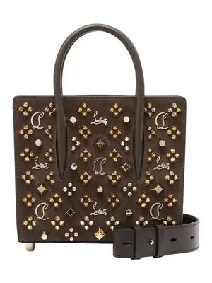 CHRISTIAN LOUBOUTIN Paloma Small Embellished Suede Tote Bag - Brown