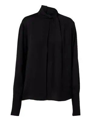 TOM FORD Draped Silk Satin Blouse - Black
