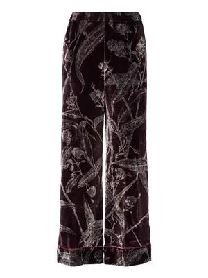 La DoubleJ Floral Satin Pajama Pants - Burgundy