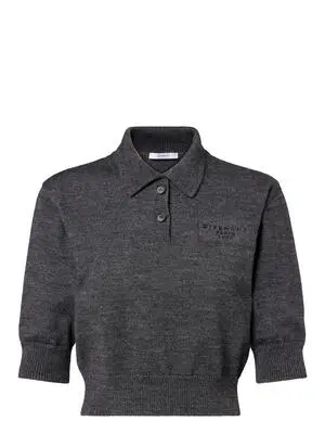 Givenchy Cropped Wool And Alpaca Polo Sweater - Grey