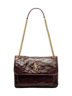 Saint Laurent Niki Medium Leather Shoulder Bag - Burgundy