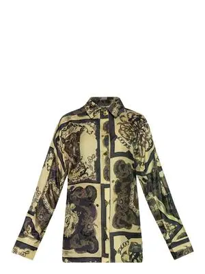 GANNI Printed Silk Shirt - Yellow
