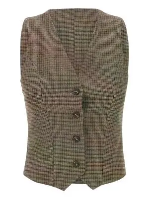 KAOS Houndstooth Button Vest - Brown
