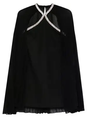 Sandro Pleated-cape Embellishment Mini Dress - Black