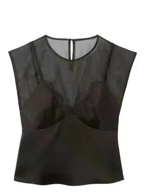 Claudie Pierlot Lace-trimmed Satin Top - Black